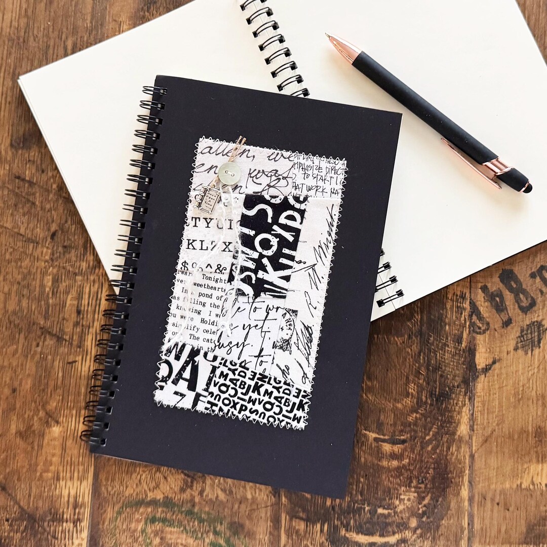 Handmade Patchwork Journal, Handmade Gift for Her, Fabric Art Journal ...