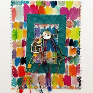 Handmade Fabric Card, Fiber Art Greeting Card, Card for Friend ...