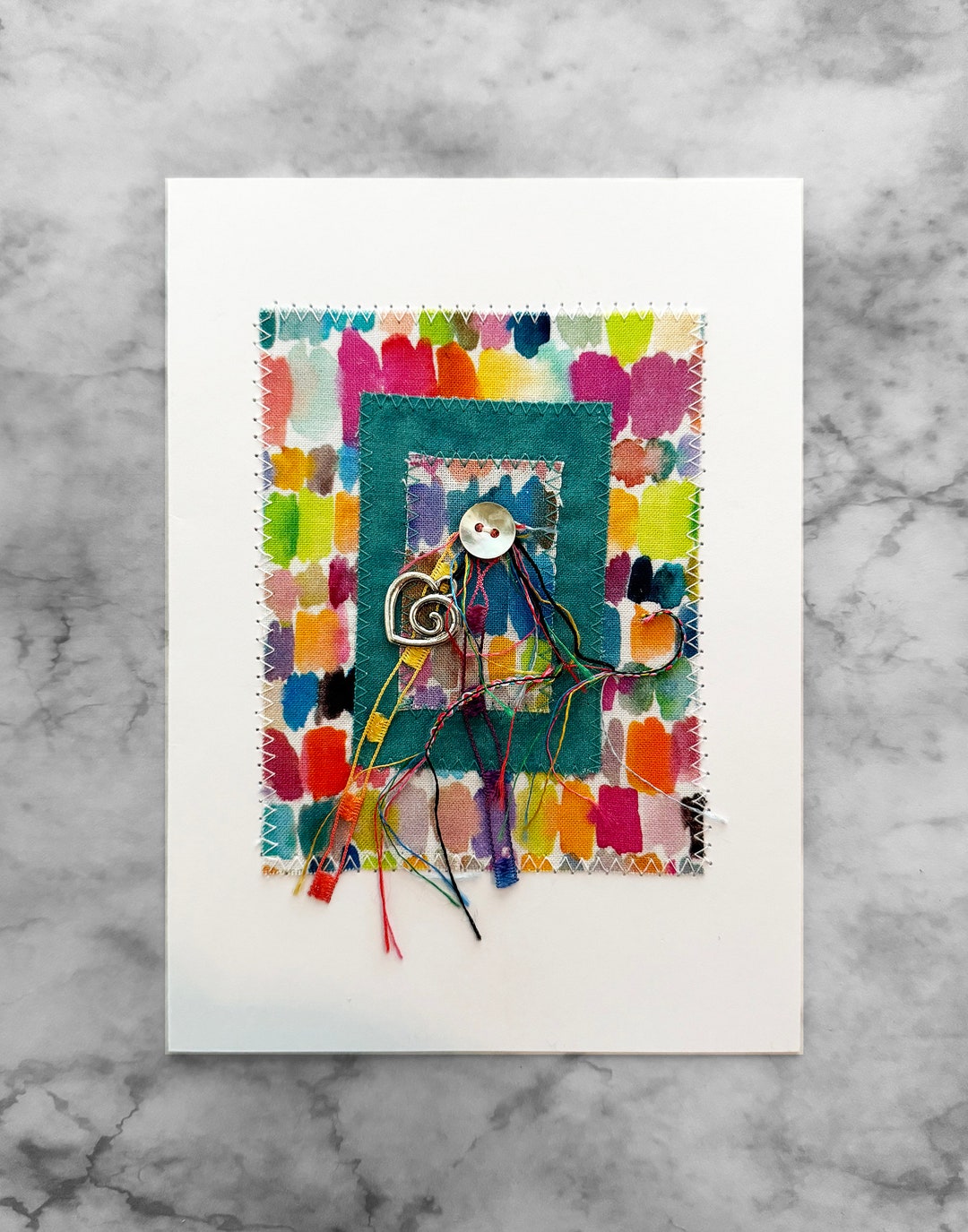 Handmade Fabric Card, Fiber Art Greeting Card, Card for Friend ...