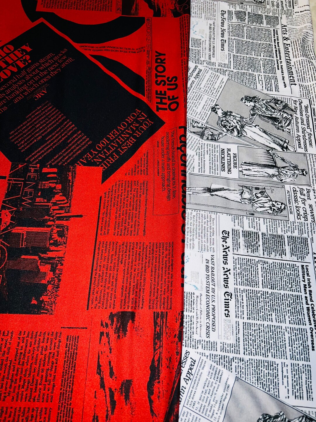 Newspaper Pattern Design Print on Poly Spandex 4-way Stretch 58/60”sold ...