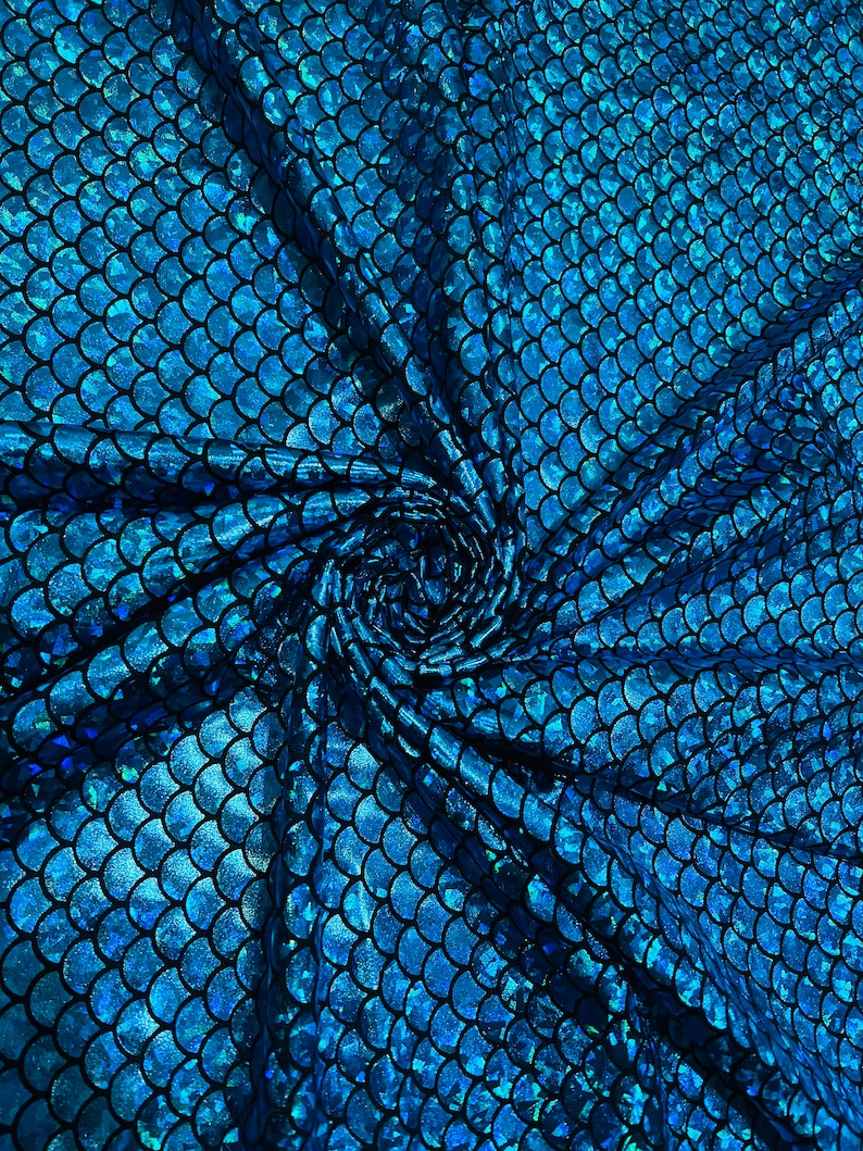 Hologram and Iridescent Mermaid Scales Print on Nylon Spandex 4-way ...