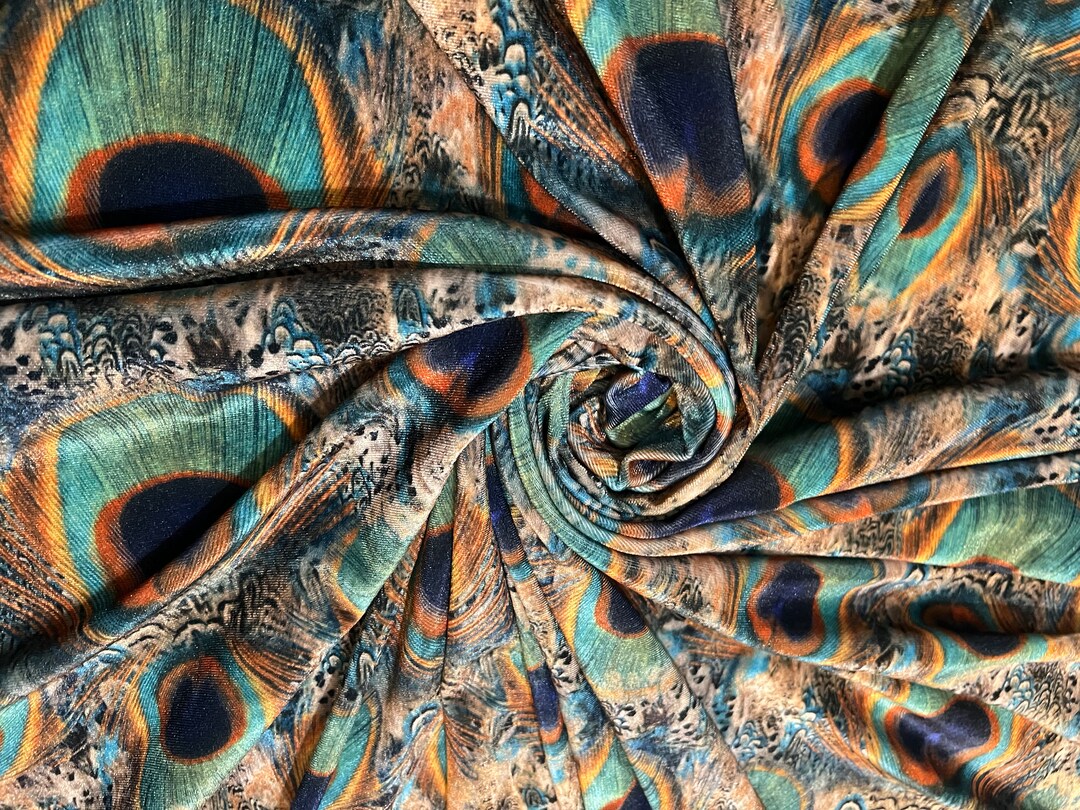 New Peacock Pattern Design Print on the Best Quality of Stretch Velvet ...