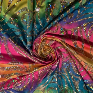 Colorful Rolex Pattern Design Metallic Hologram Nylon Spandex 4-way ...