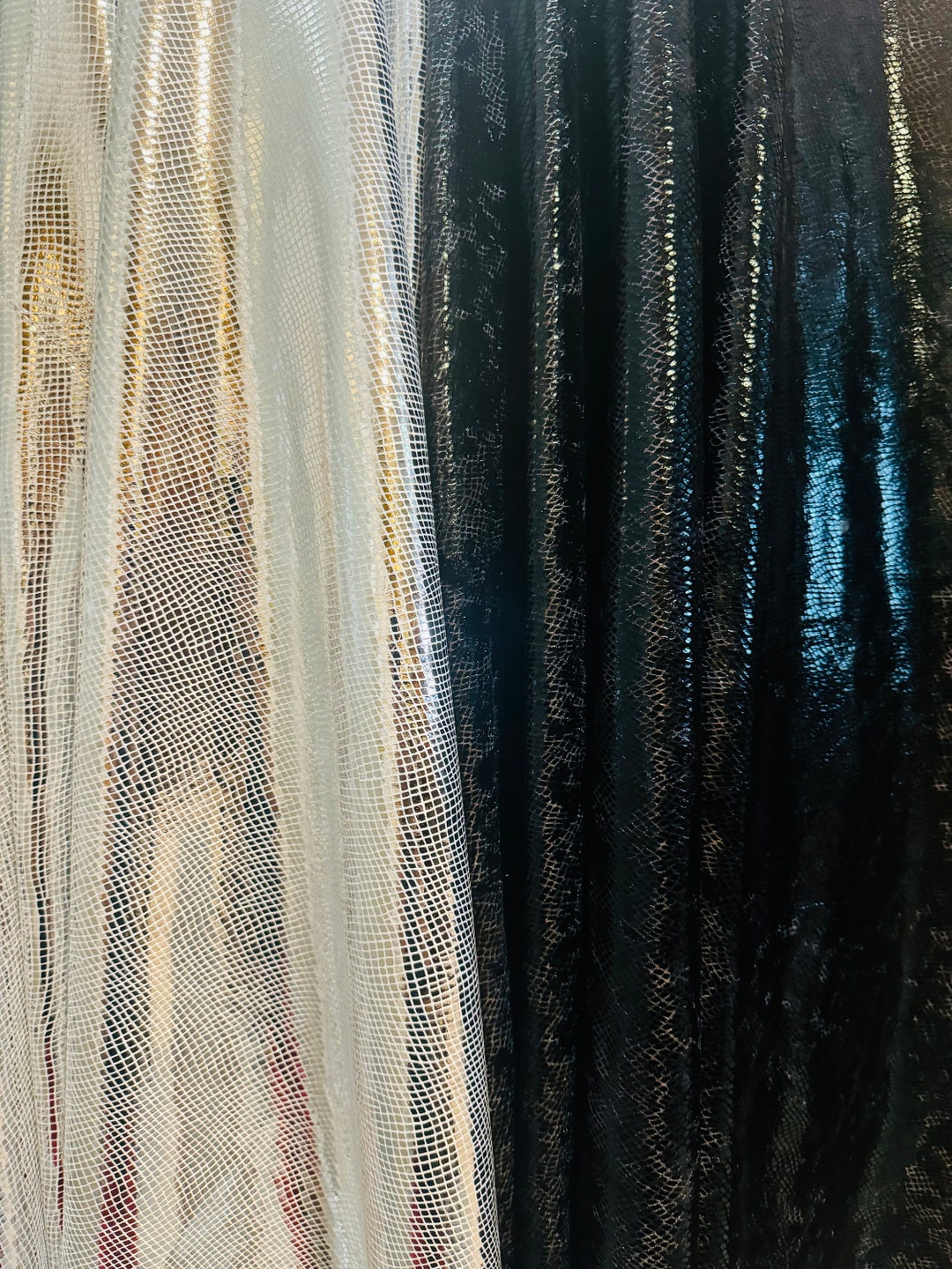 New Reptile Scales Design Print on Metallic Stretch Velvet Poly Spandex ...