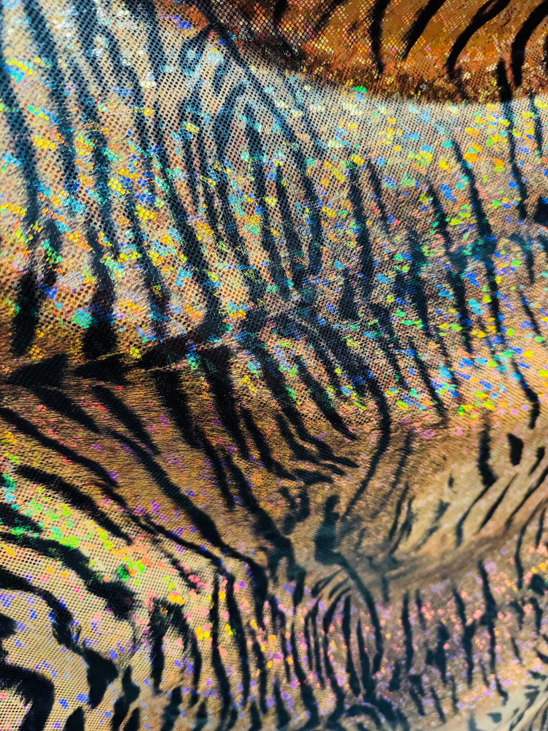 Luxury Exotic Tiger Design Print on Shattered Glass Holograma Metallic ...