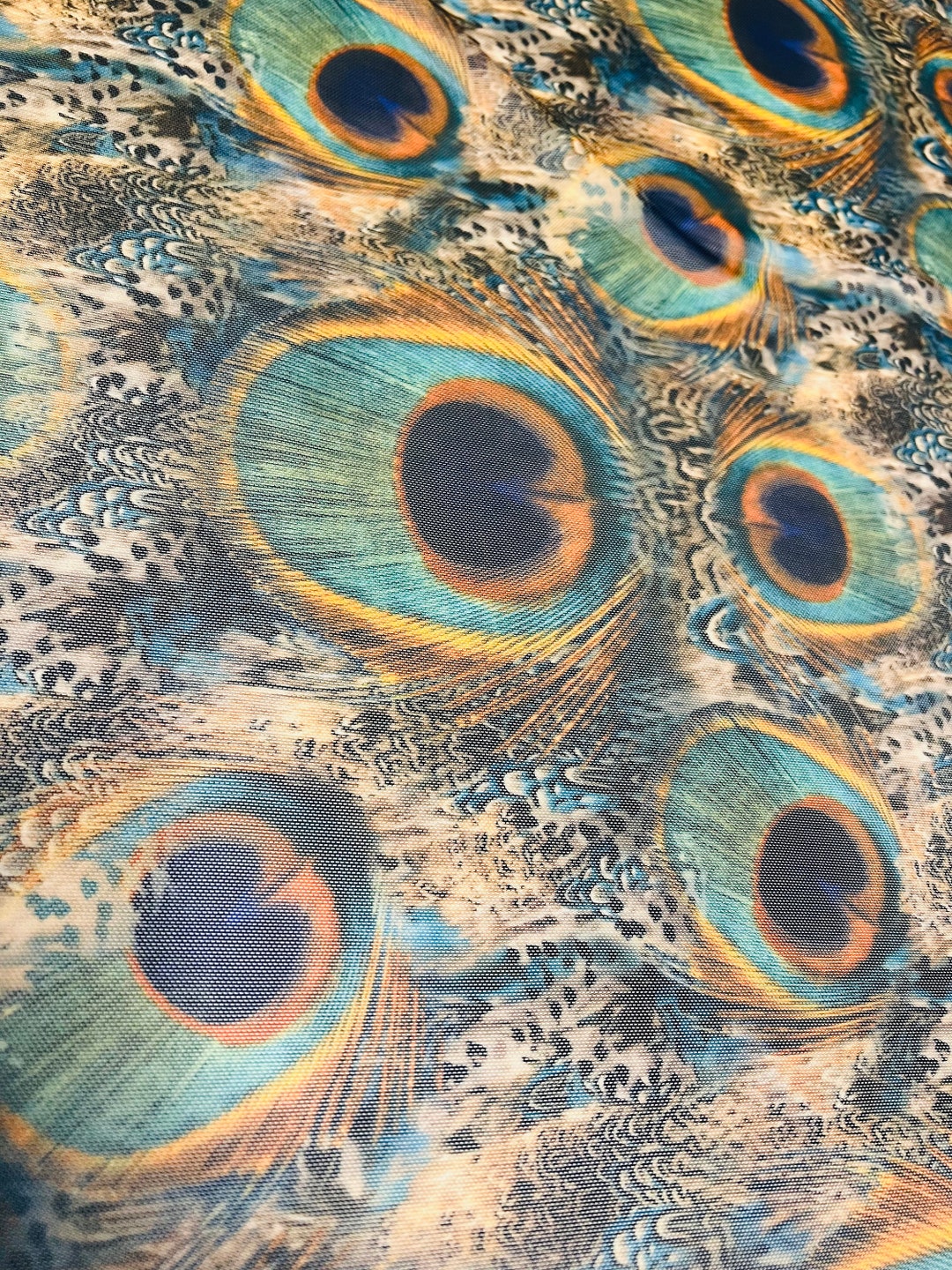 Exotic Feathers Pattern Design Print on the Best Quality of Power Mesh ...