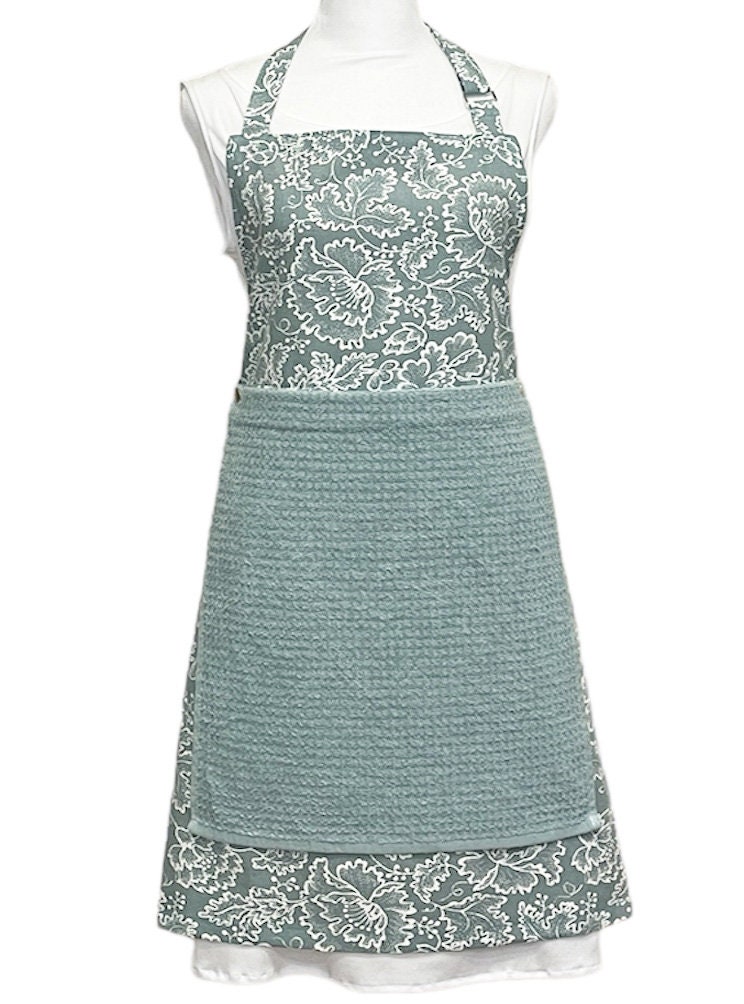 Full-length Foliage Towel Apron With Pockets Slate Gray/blue Full Size ...