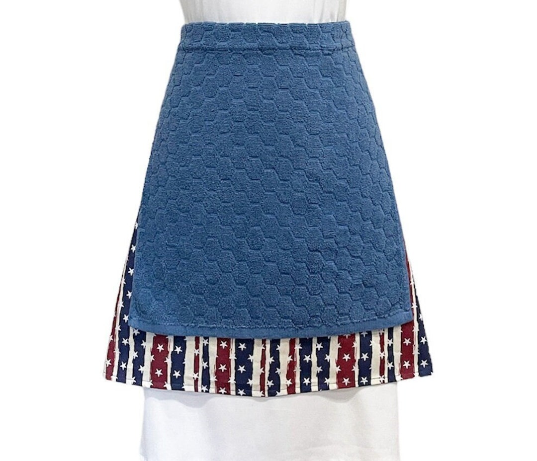 Patriotic Towel Apron With Pockets | Stars & Vertical Stripes Apron ...