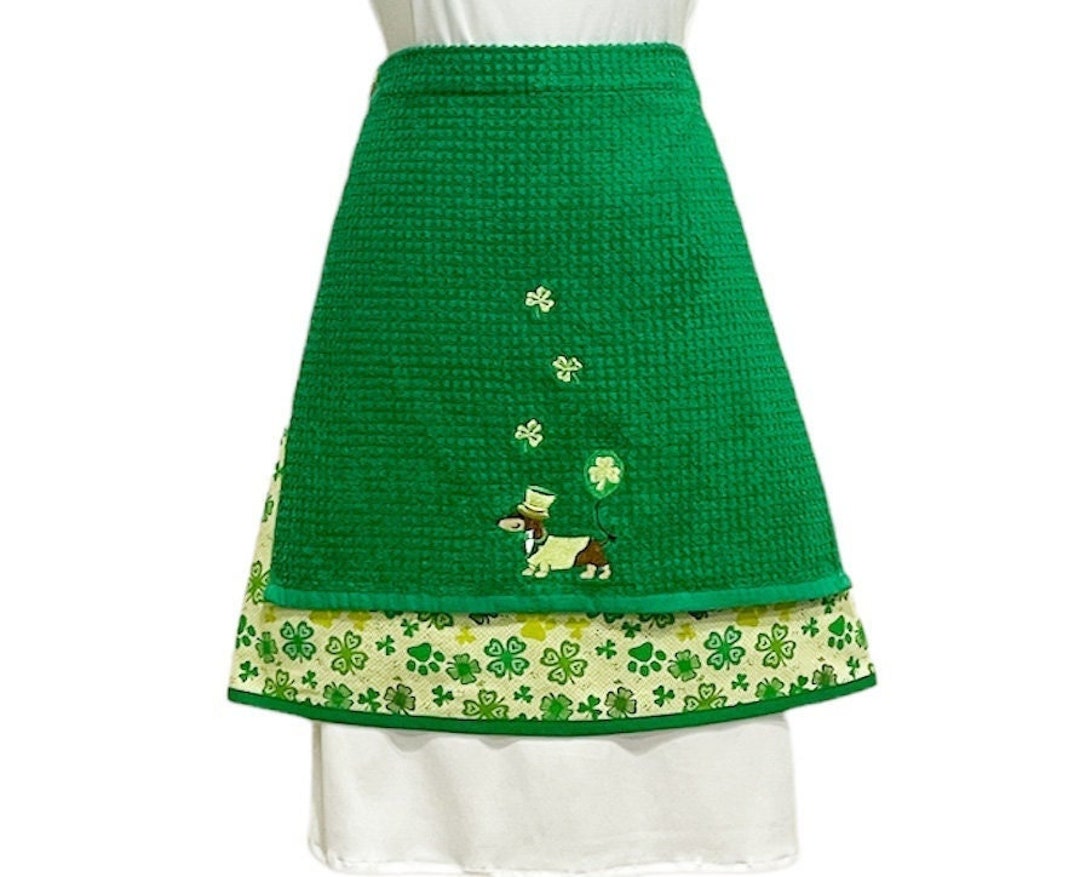St Patrick Towel Apron With Pockets Yellow Shamrock Apron - Etsy