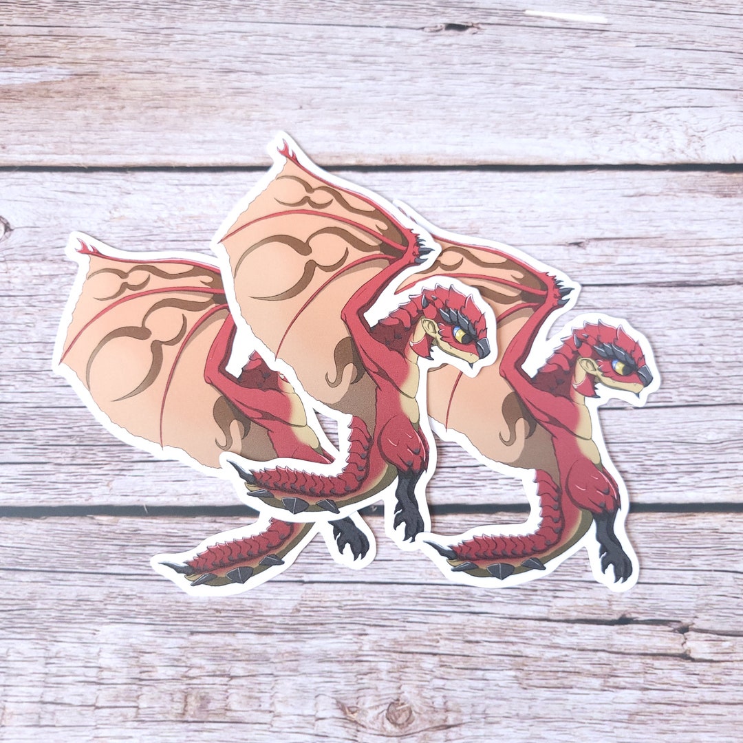 Monster Hunter Sticker, Rathalos Semi-glossy Removable White Vinyl ...