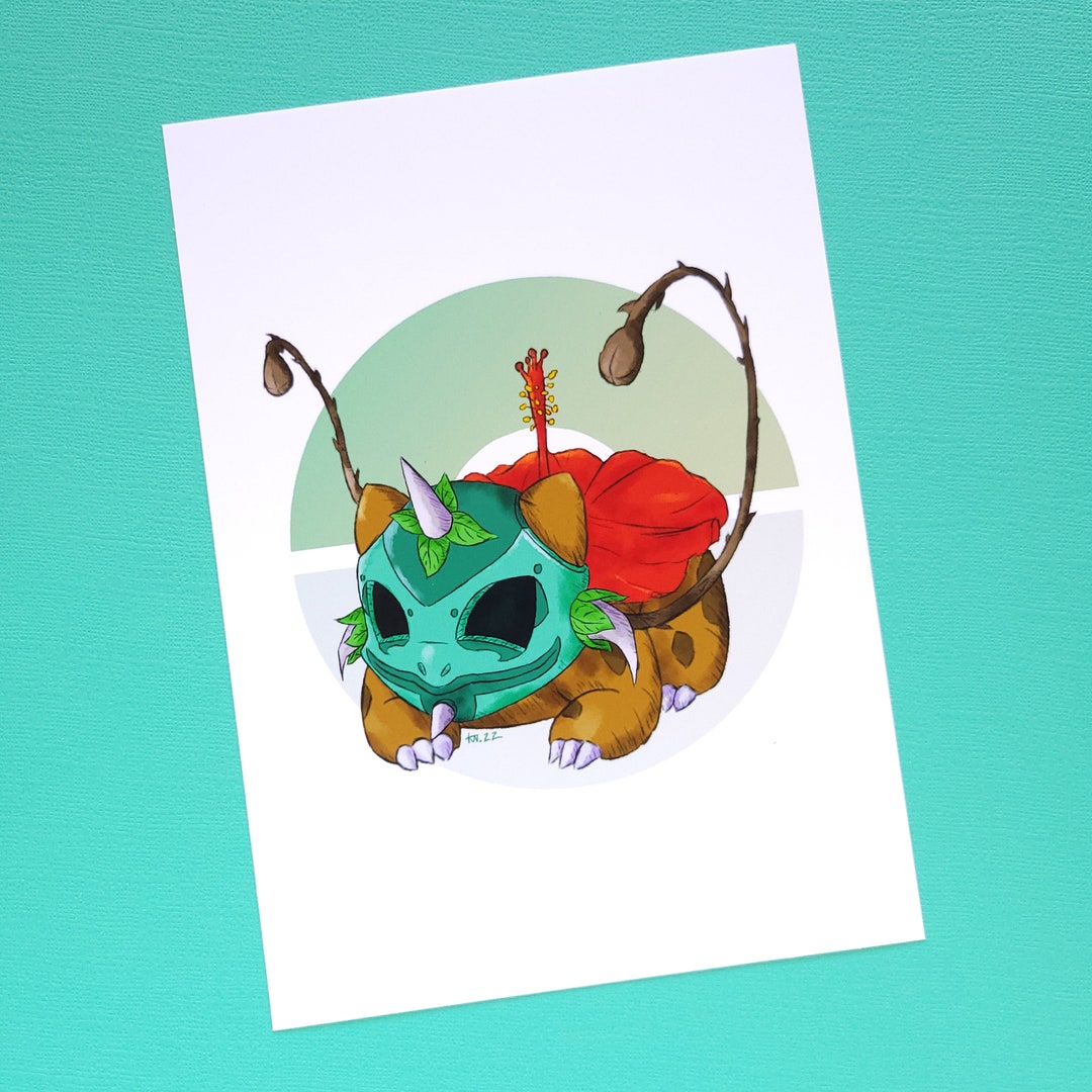 Bulbasaur Vejigante Mask Art Print, Pokémon, Nintendo Fan Artwork ...