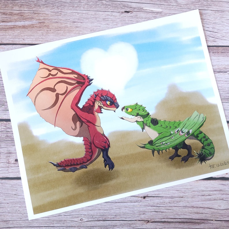 Monster Hunter Chibi Art Print, Rathalos, Rathian, Cute Video Game ...