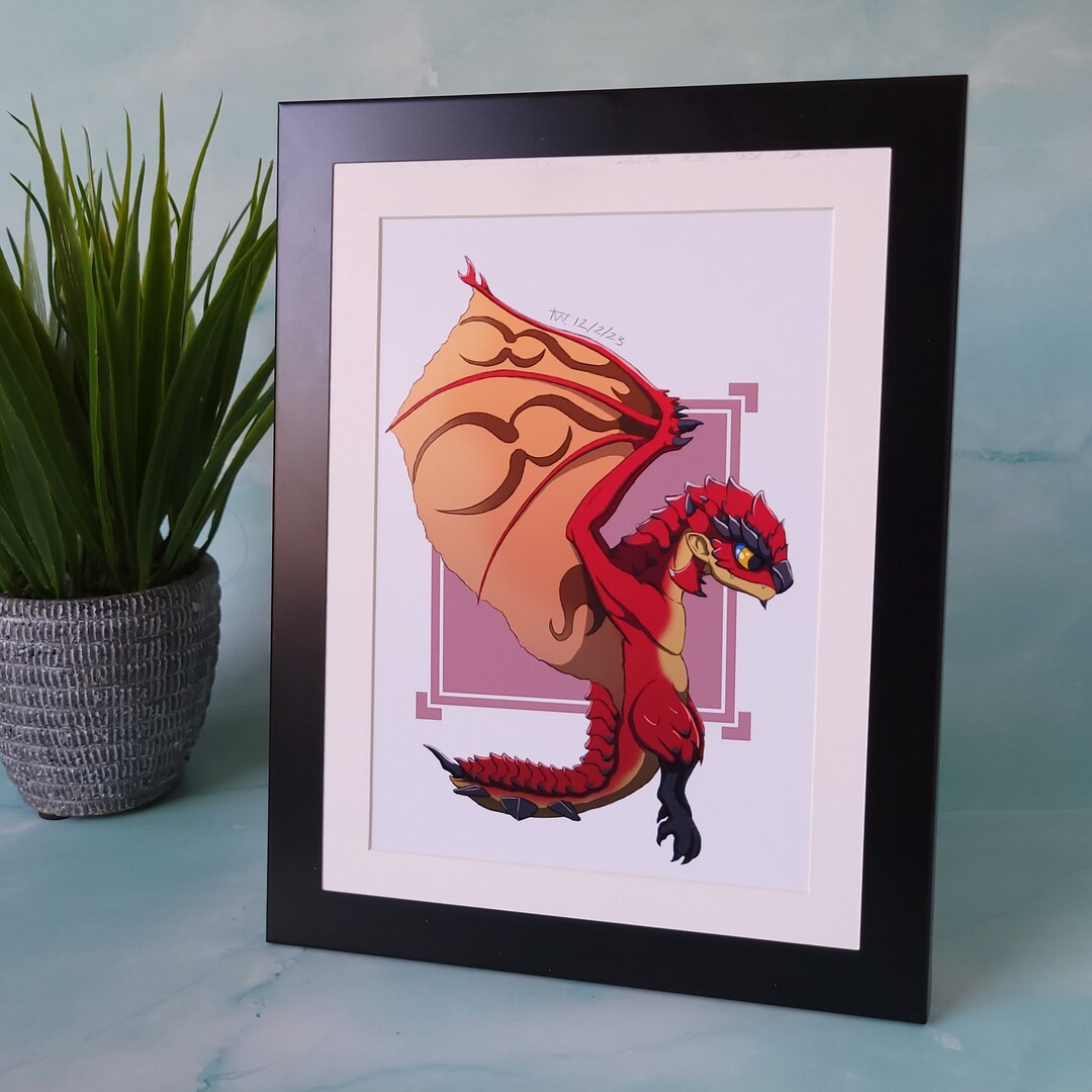 Monster Hunter Chibi Art Print, Rathalos, Cute Video Game Red Wyvern ...