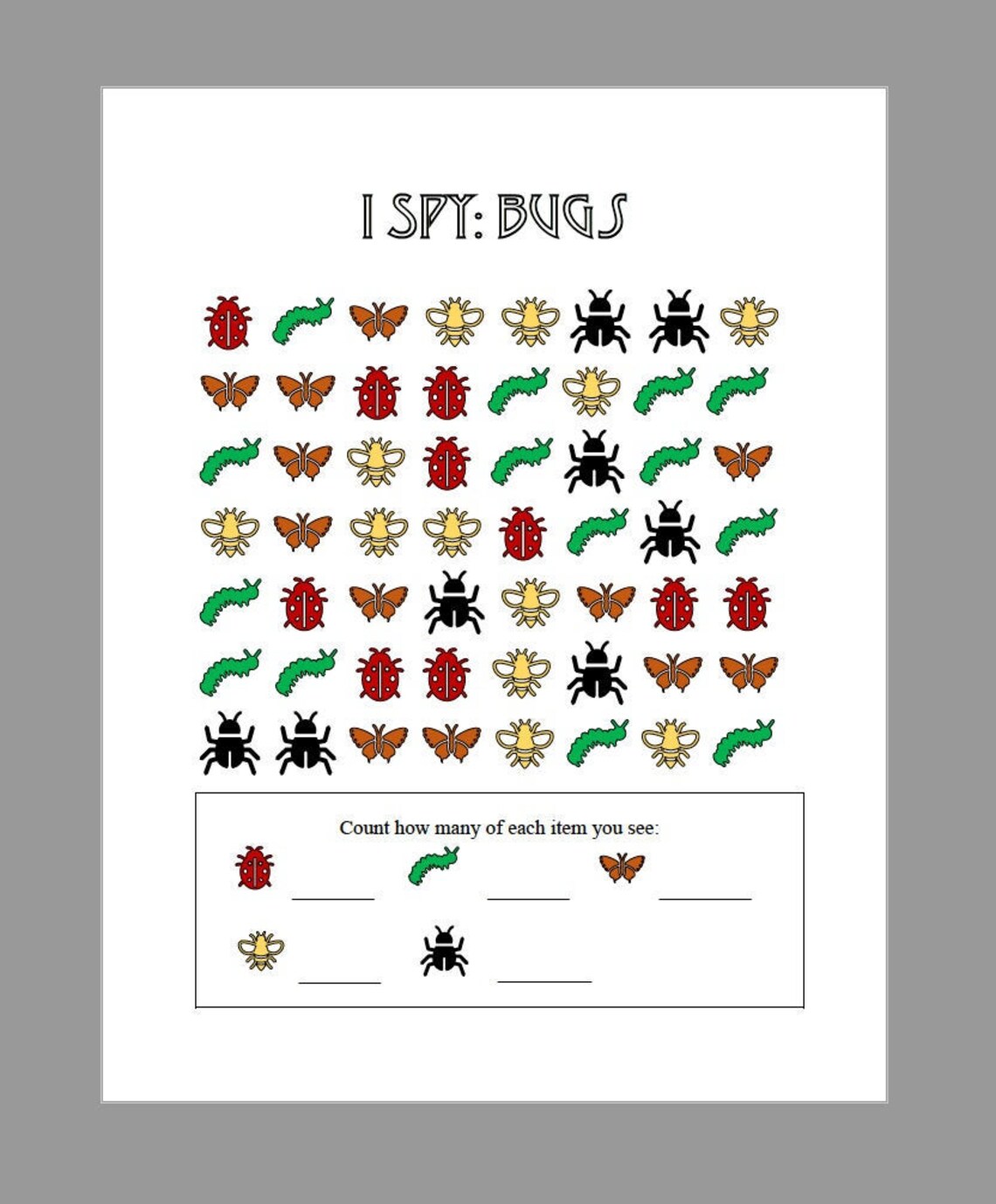 I Spy Printable Activity Sheet, I Spy for Kids, I Spy Printables, I Spy ...