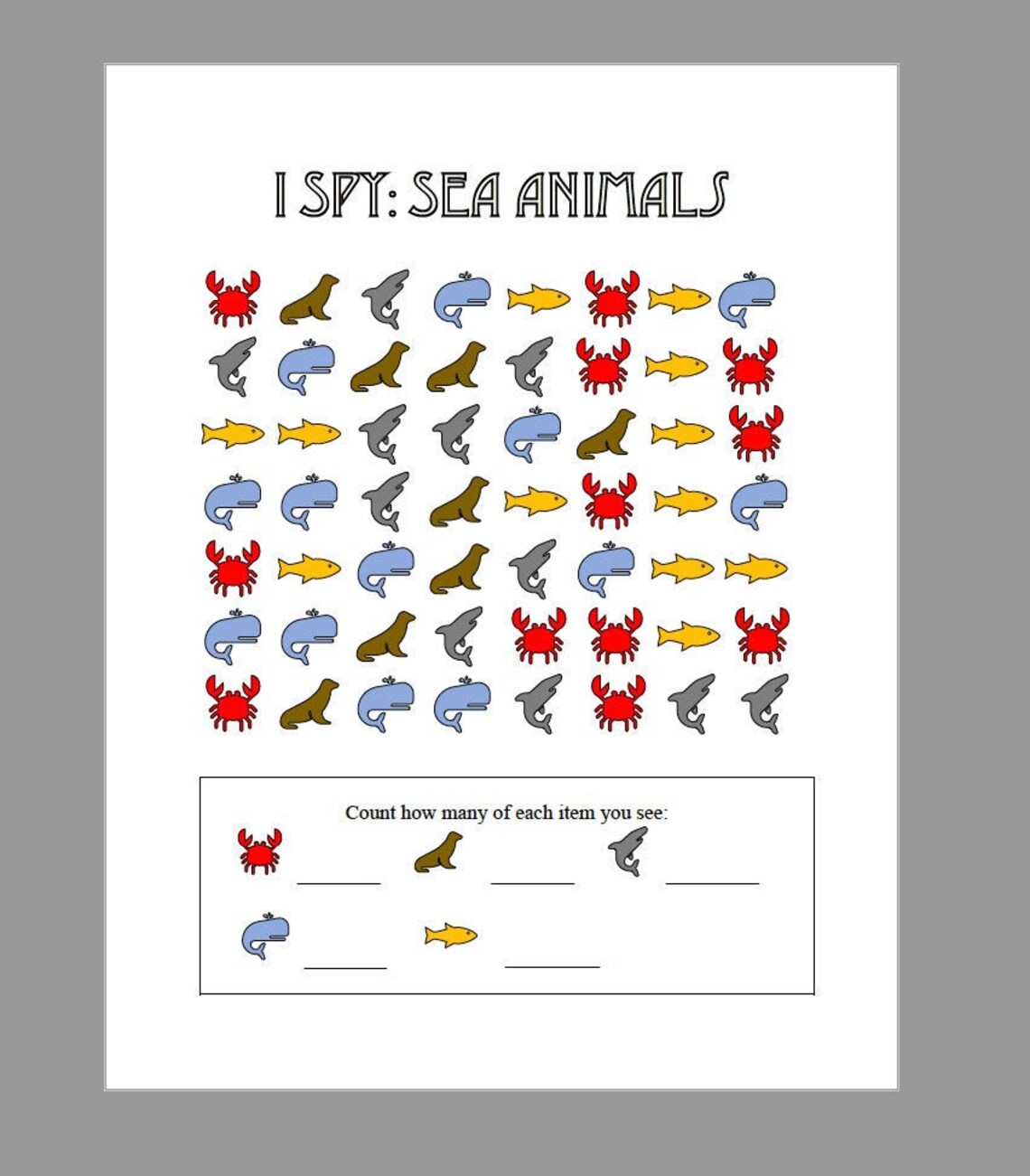 I Spy Printable Activity Sheet, I Spy for Kids, I Spy Printables, I Spy ...
