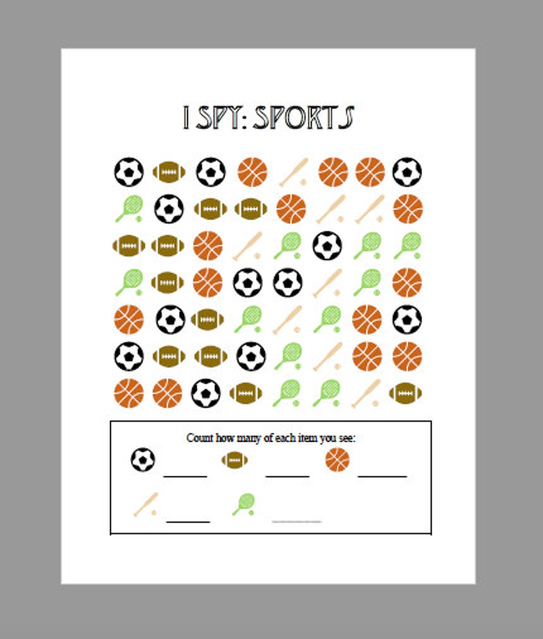 I Spy Printable Activity Sheet, I Spy for Kids, I Spy Printables, I Spy ...