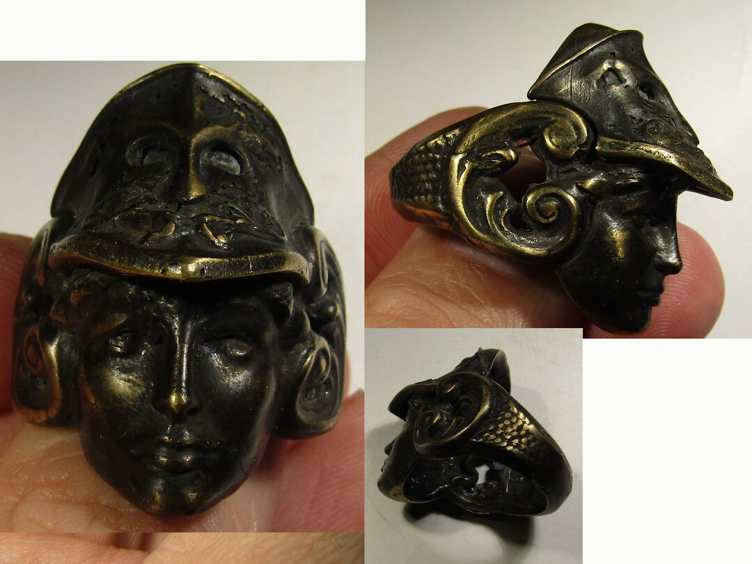 Very Beautiful Bronze Ring With a Shape of Ancient Head With a Helmet ...