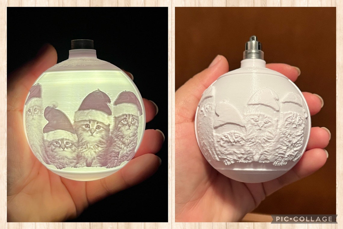 3 Personalized Ornaments 3D Printed Lithophane Keepsake - Etsy