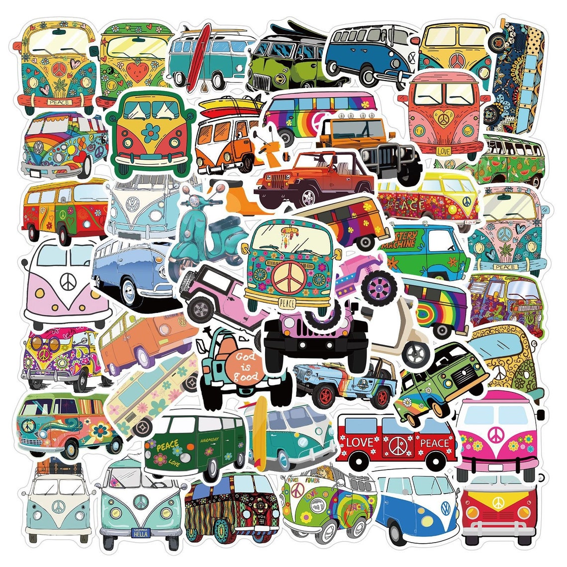 50 pcs VW Bus Sticker Pack Volkswagen Bus | Etsy