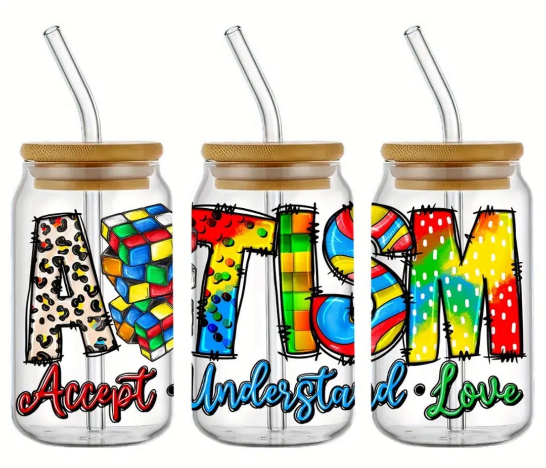 Autism Glass Cup - Etsy