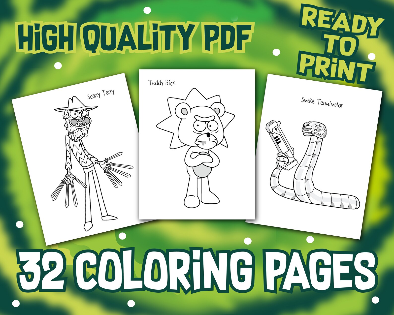 Rick N Morty's ZANY CHARACTERS Coloring Pages PDF Printable Download ...