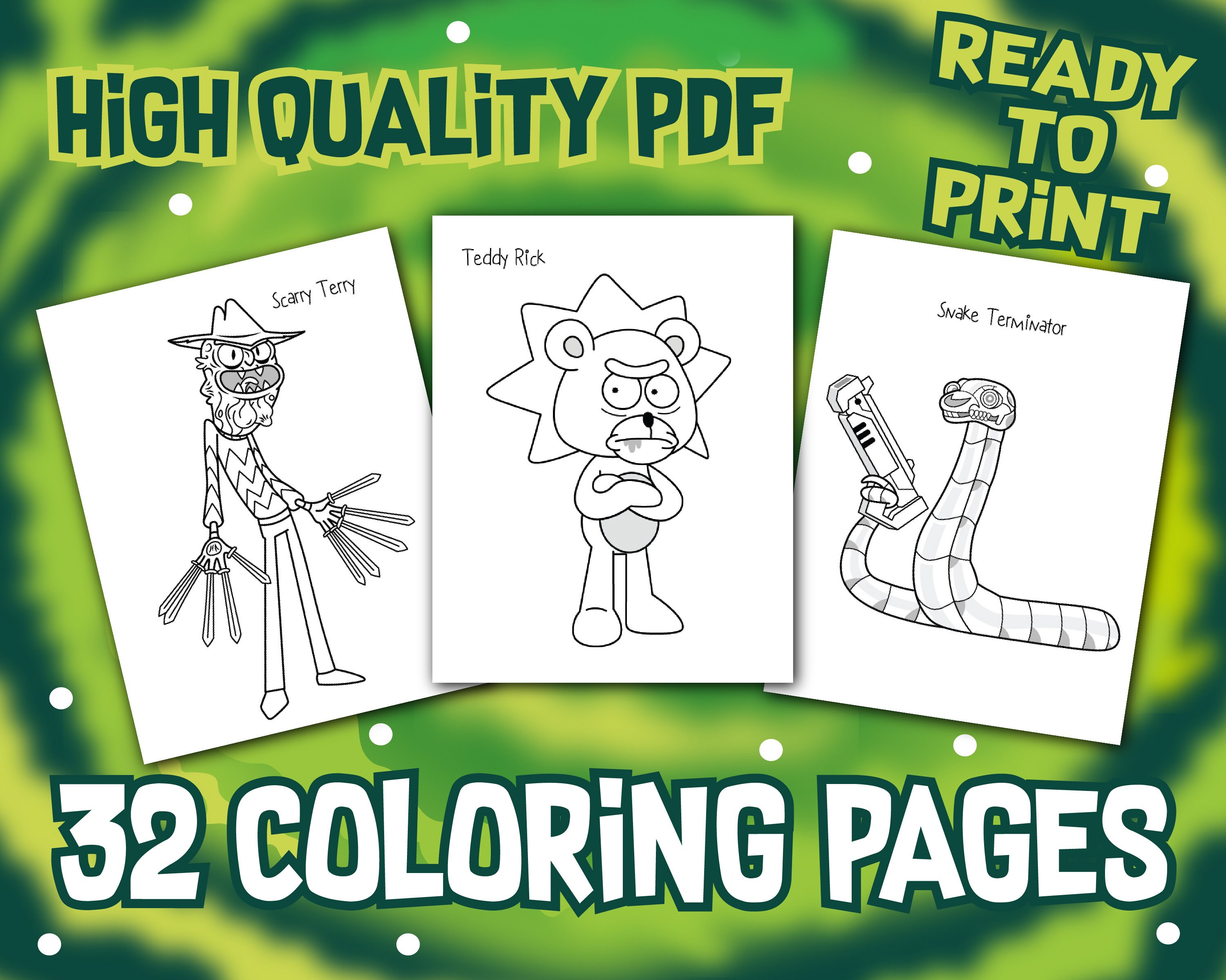 Rick N Morty's ZANY CHARACTERS Coloring Pages PDF Printable Download ...