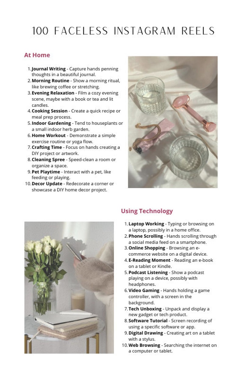 100 Faceless Instagram Reel Ideas + Chatgpt Prompt - Etsy