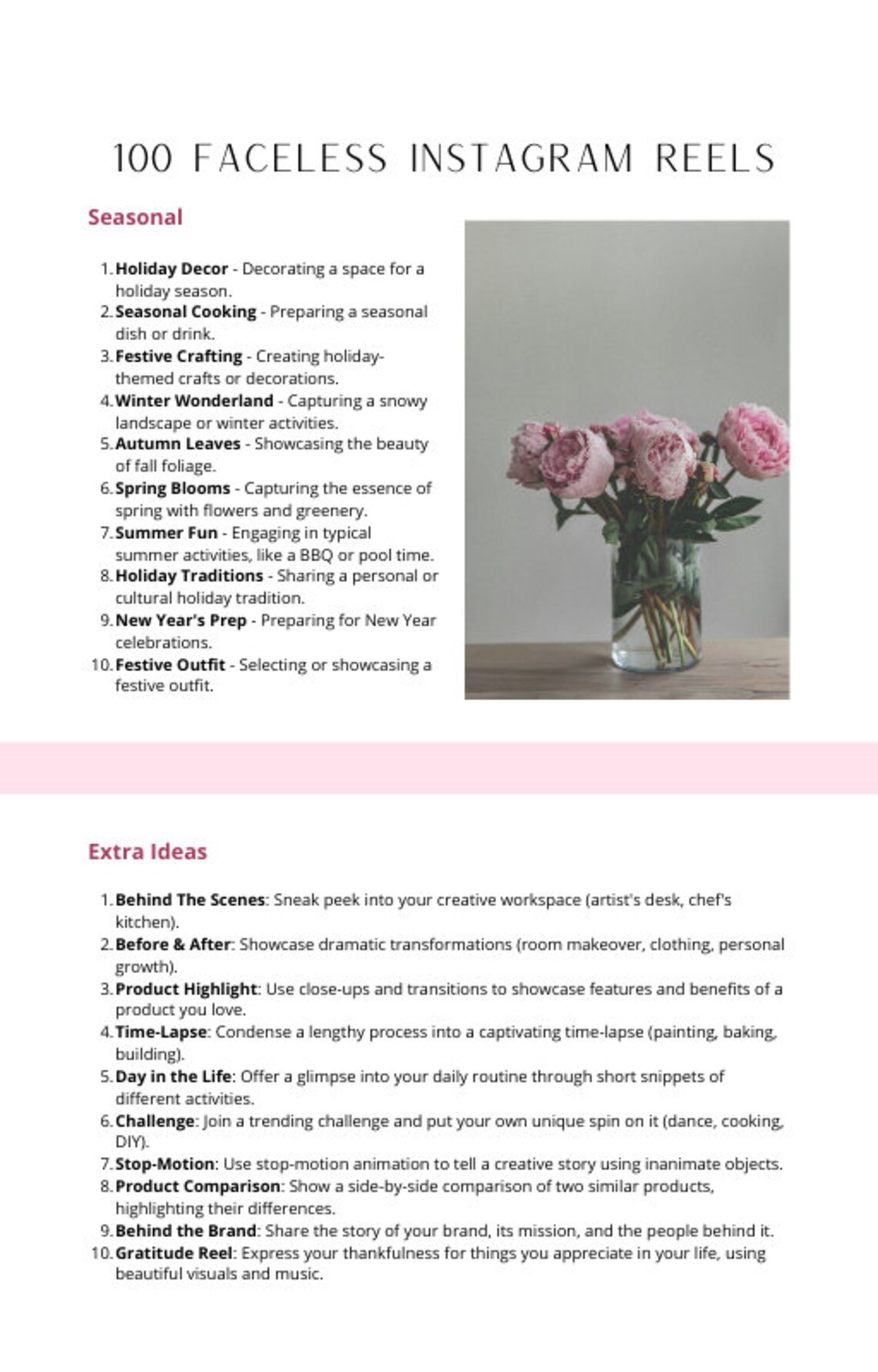 100 Faceless Instagram Reel Ideas + Chatgpt Prompt - Etsy