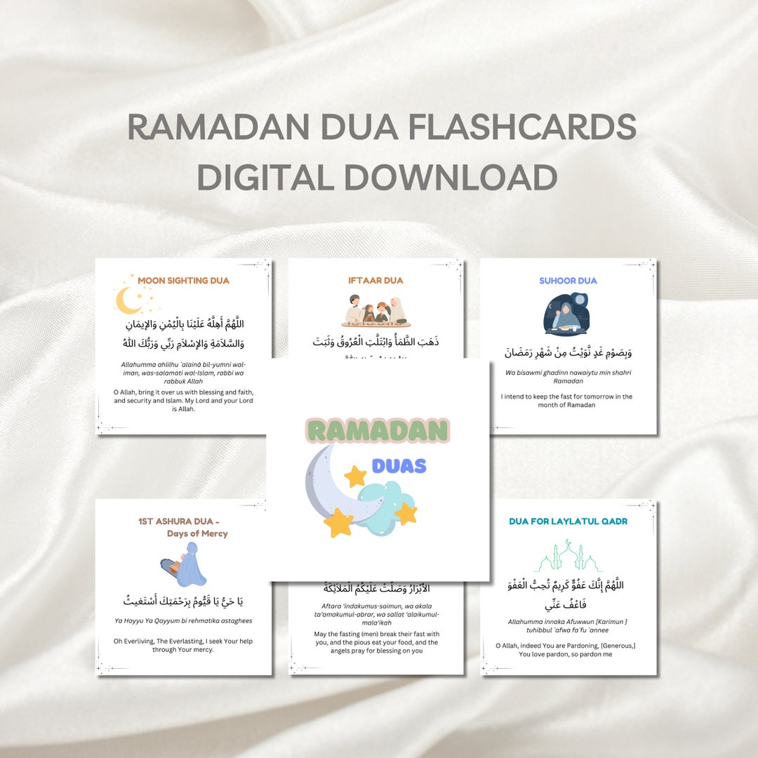 Ramadan Duas Flashcards, Islamic Flashcards, Digital Print Duas ...