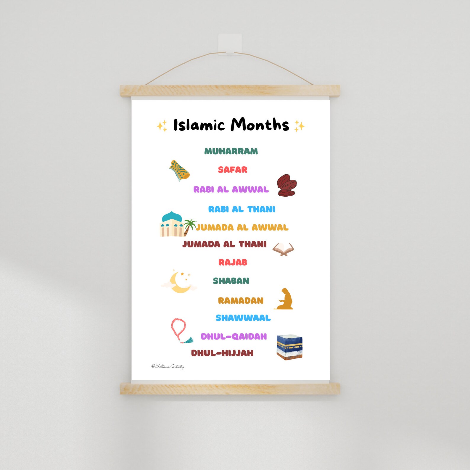Islamic Months Islamic Wall Art Kids Room 12 Islamic - Etsy Australia
