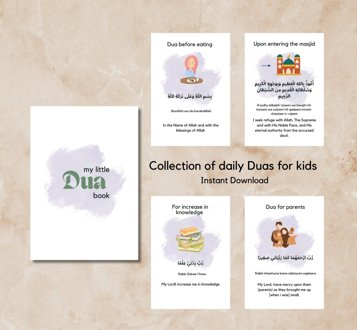 Children's Dua Cards, Digital Printable, Everyday Dua Set, Dua Book ...