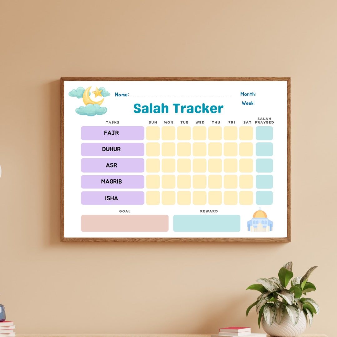 Salah Tracker, Printable Salah Tracker, Namaz Tracker, Kids Prayer ...