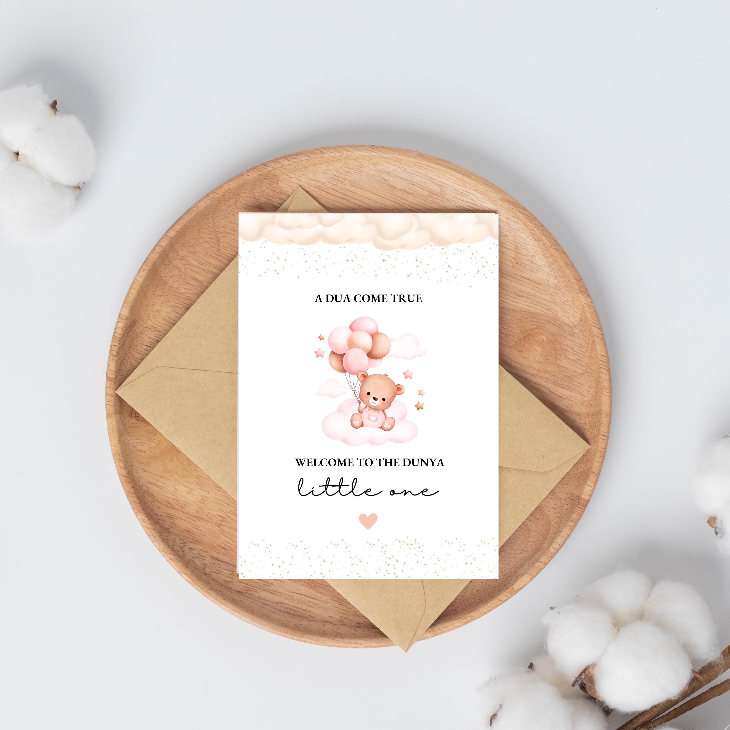 Muslim Baby Girl Card, Baby Mubarak, Islamic Birth, Muslim Newborn Card ...