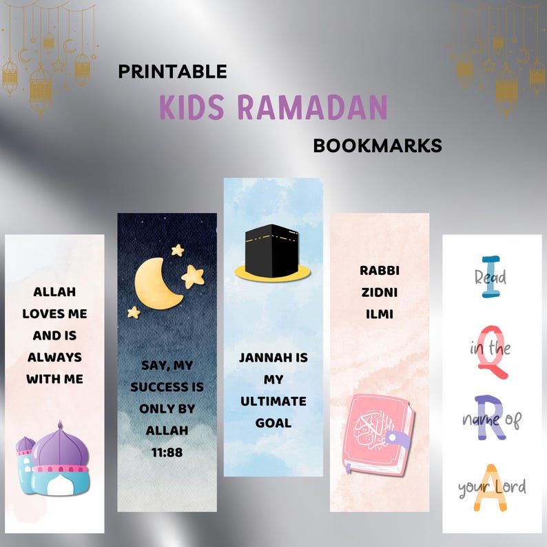 Islamic Bookmarks, Cute Islamic Illustrated Bookmark, Quran Verse ...