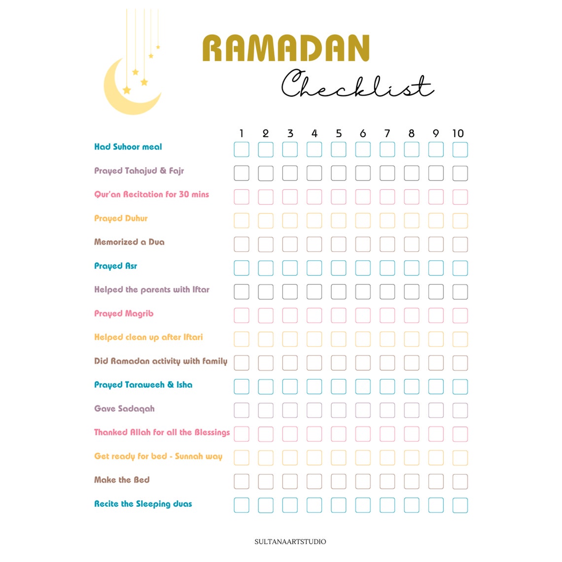 Ramadan Checklist, Ramadan Chart, Kids Ramadan Activity, Muslim Kids ...