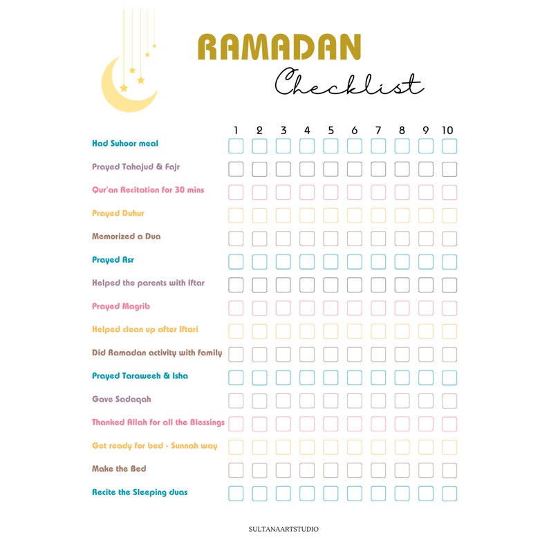 Ramadan Checklist, Ramadan Chart, - Etsy Canada