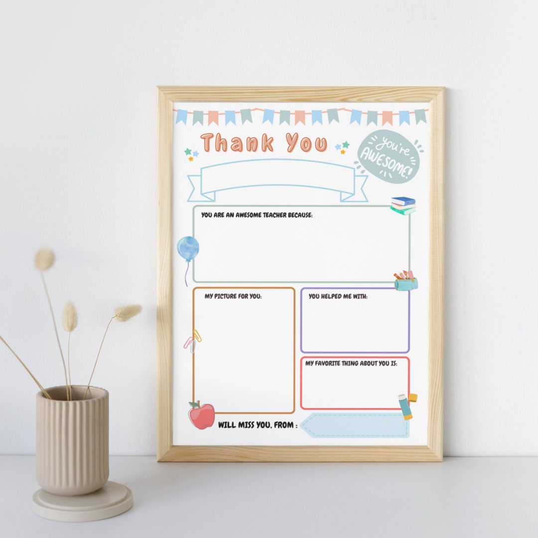 Thank You Teacher Print, Teacher Appreciation Week Printable, Teacher ...