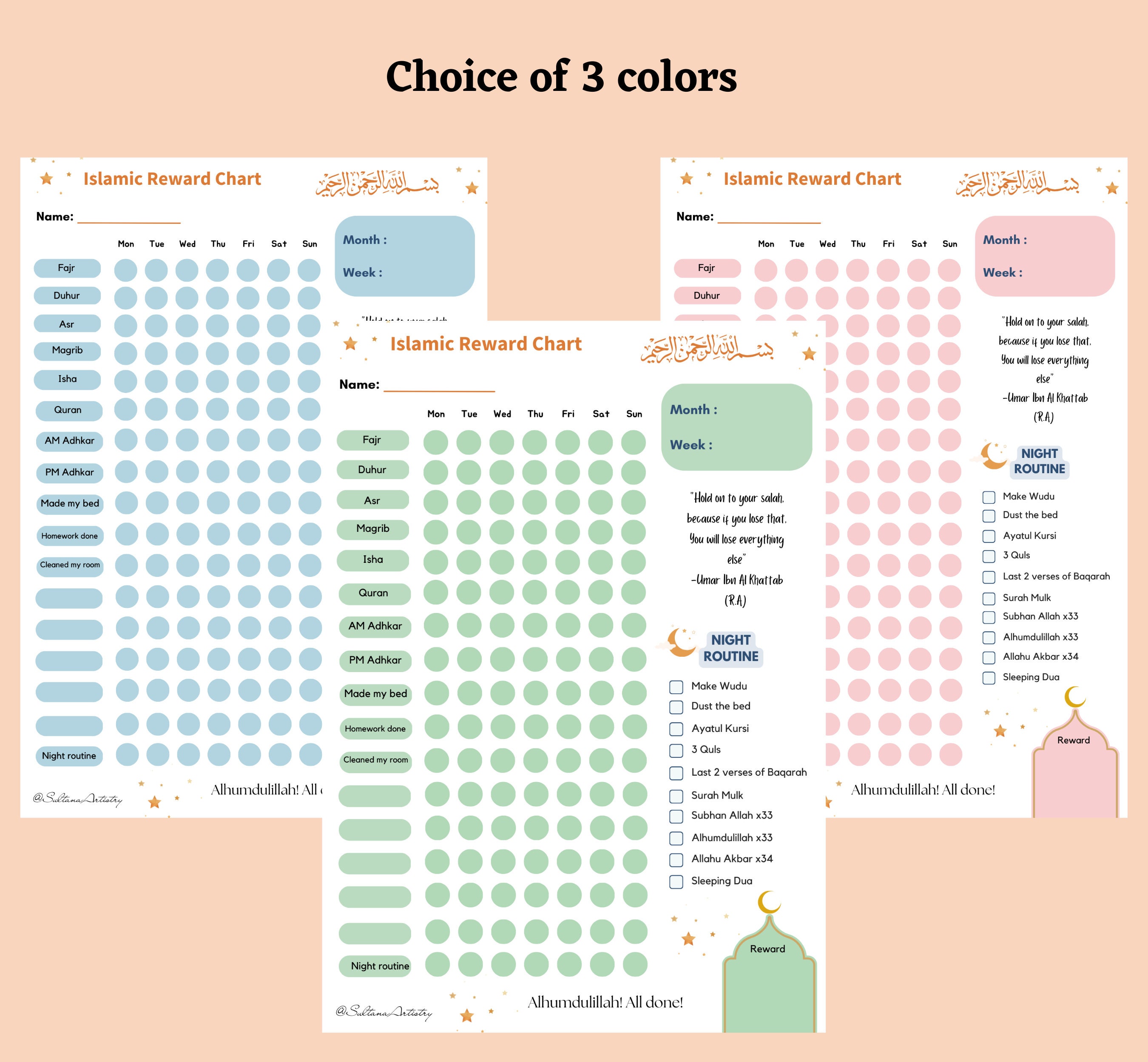 Islamic Reward Chart Reward Chart for Kids Salah Tracker - Etsy Hong Kong