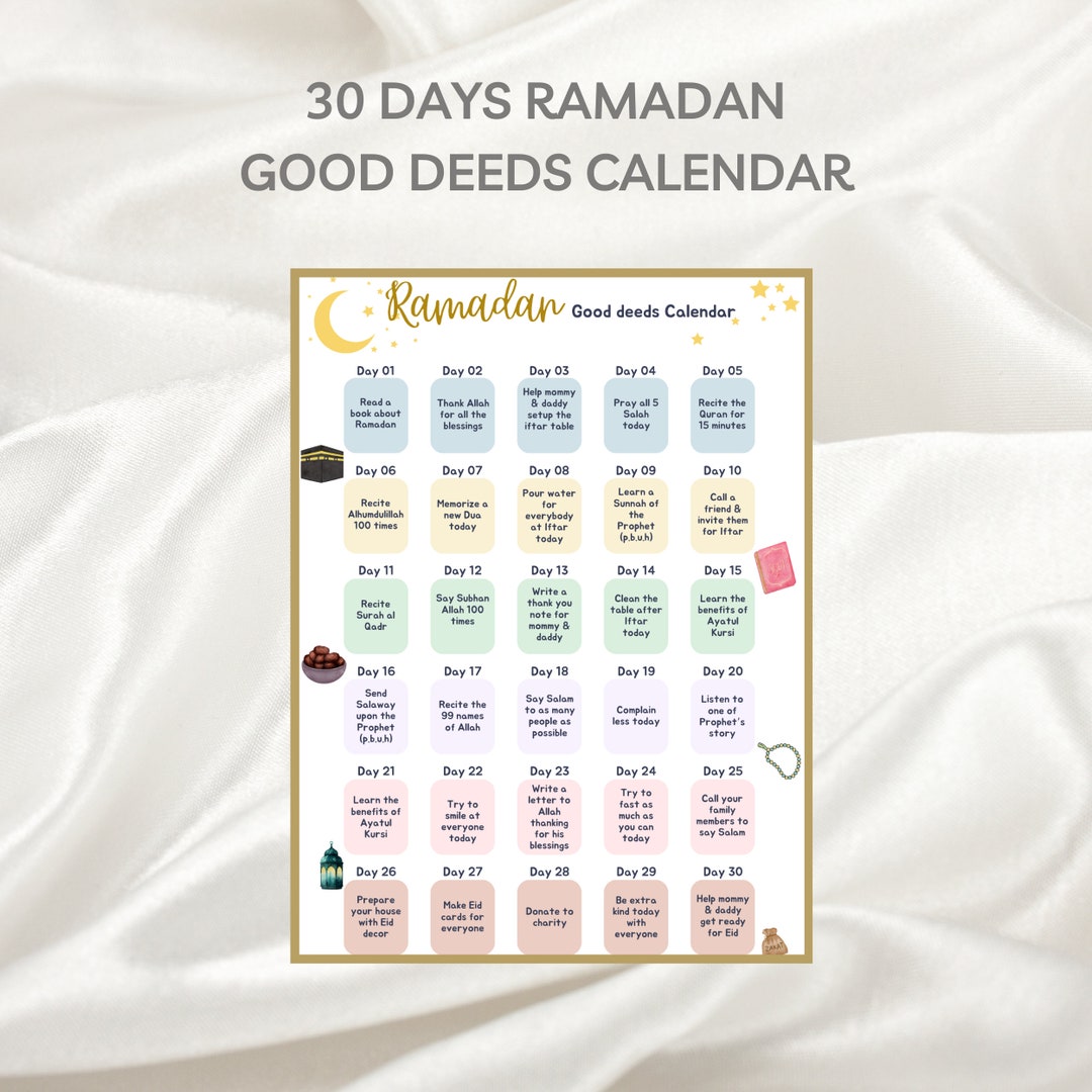 Ramadan Good Deeds Calendar, Ramadan Activity for Kids, Ramadan Good ...