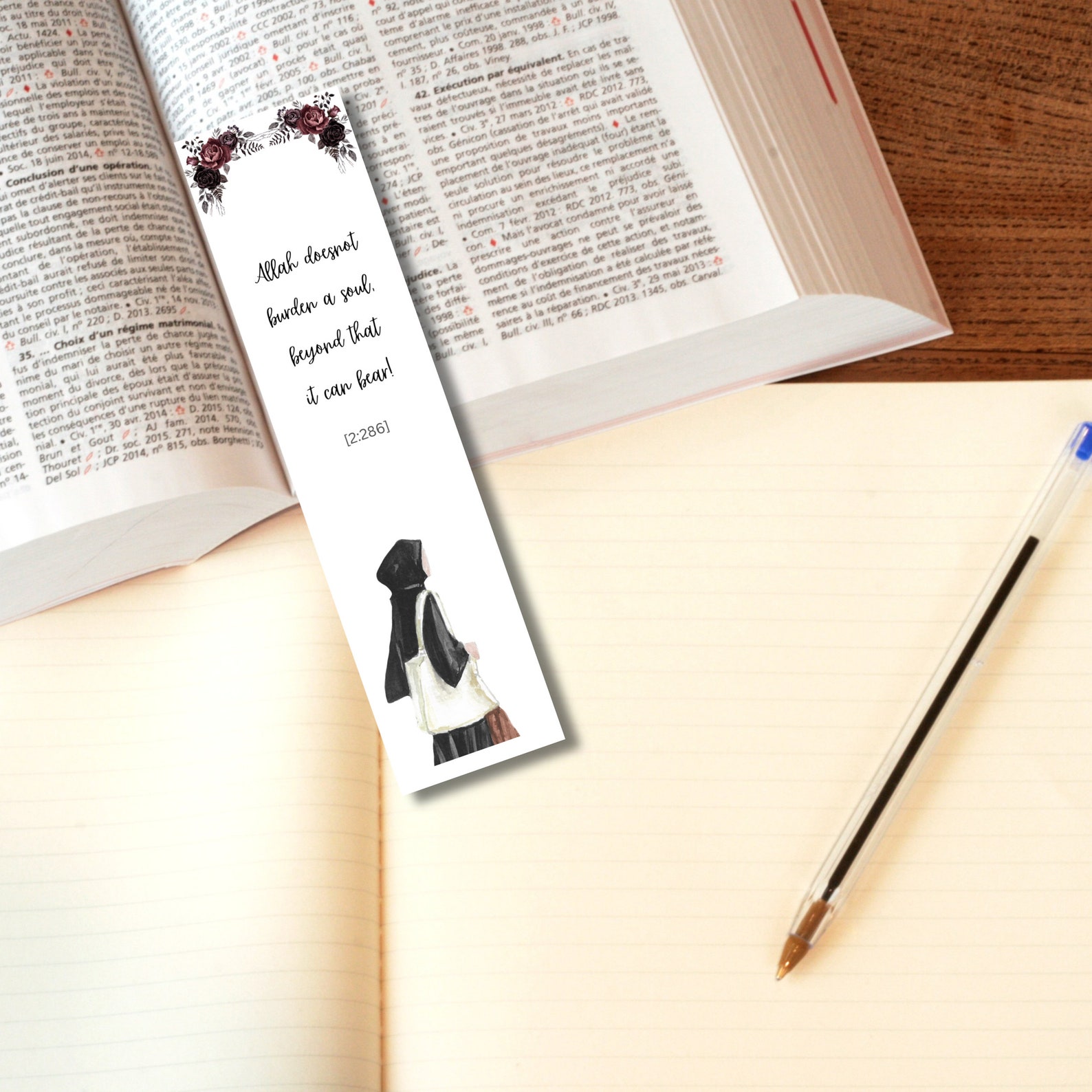 Islamic Bookmarks: Muslim Girls Illustration, Quran Verse (digital ...