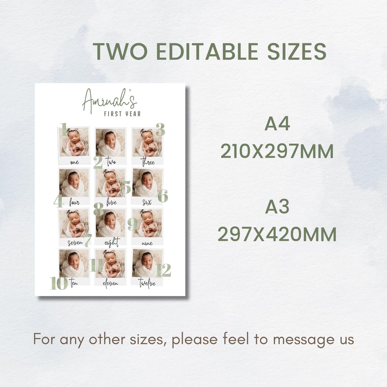 Personalised Baby's First Year Poster Sign, Editable Printable Template ...