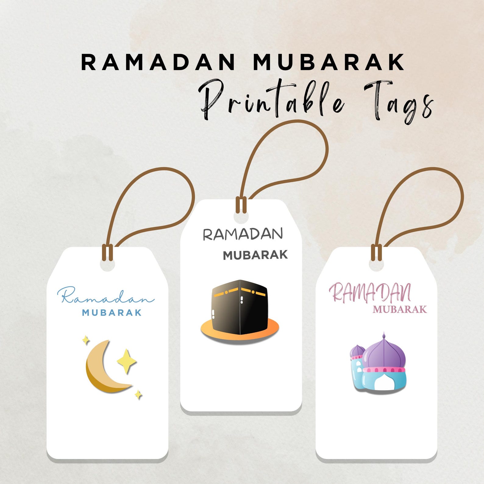 Printable Ramadan Mubarak Gift Tags: Kids Favor Tags (PDF) - Etsy