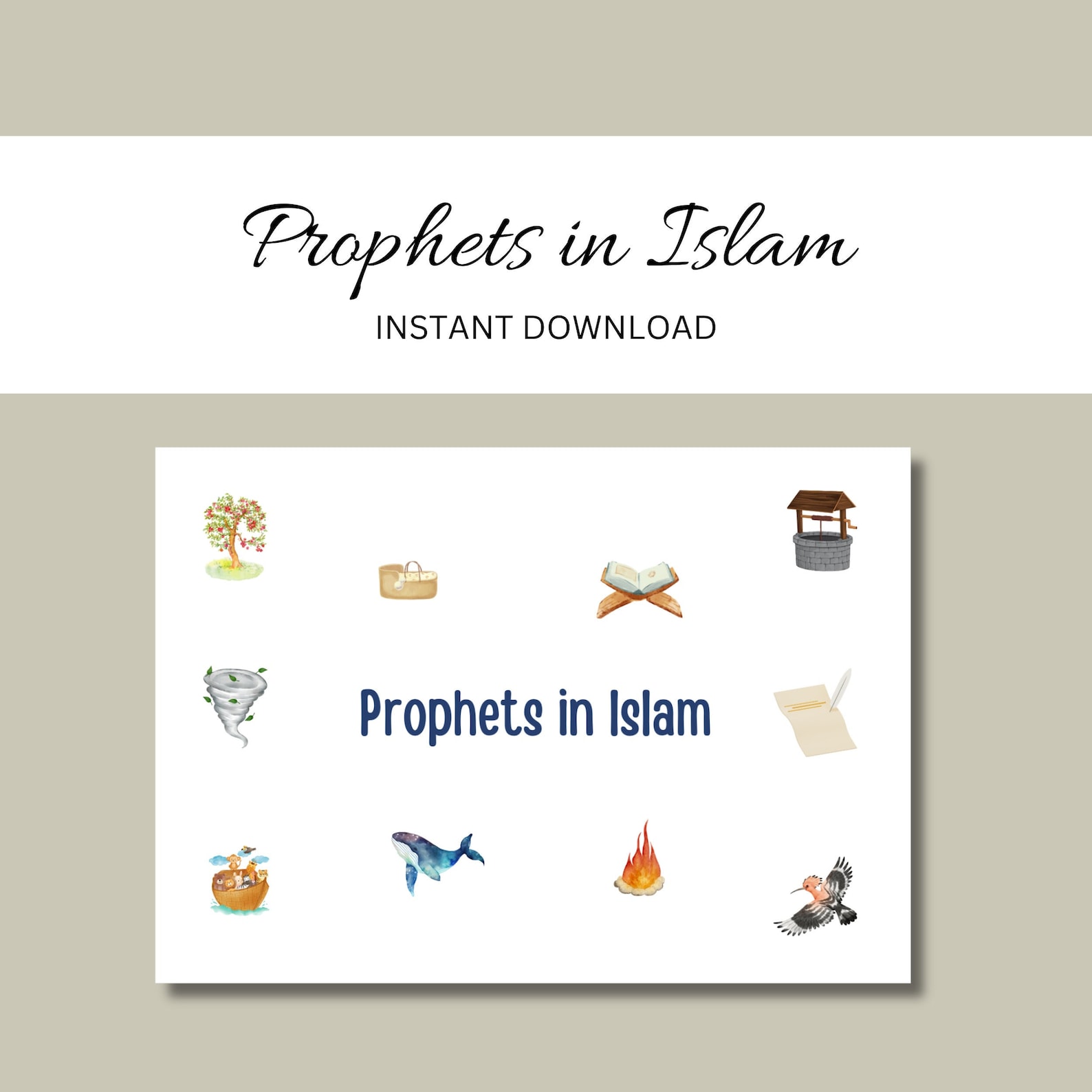 Prophets in Islam Cards for Kids, Prophets Flashcards, Prophets in ...