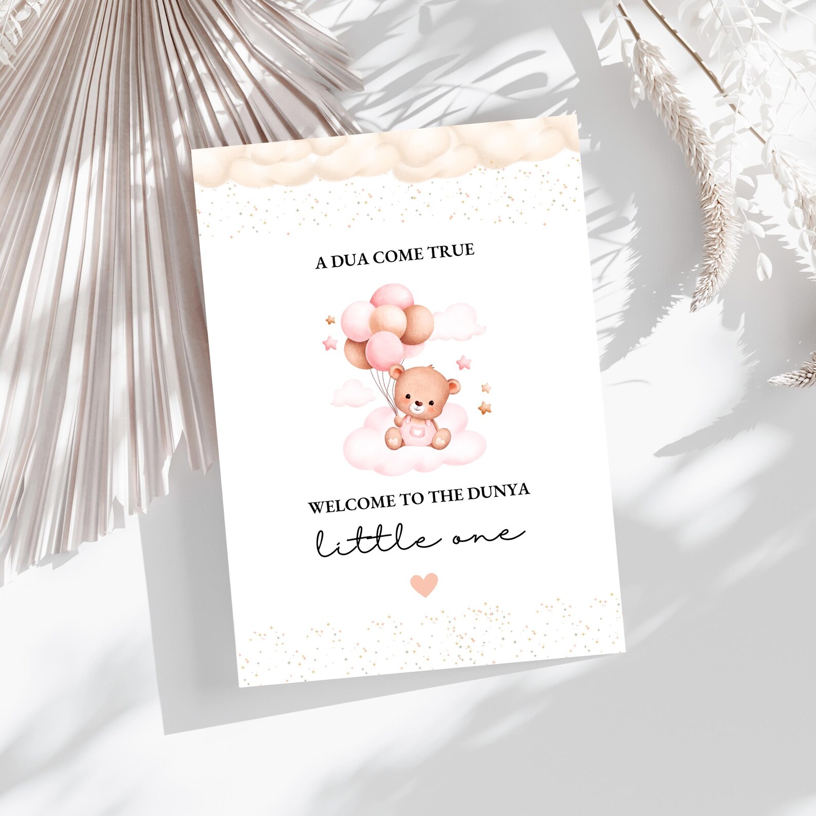 Congratulation Muslim Baby Girl Card: Islamic Newborn Gift (digital ...