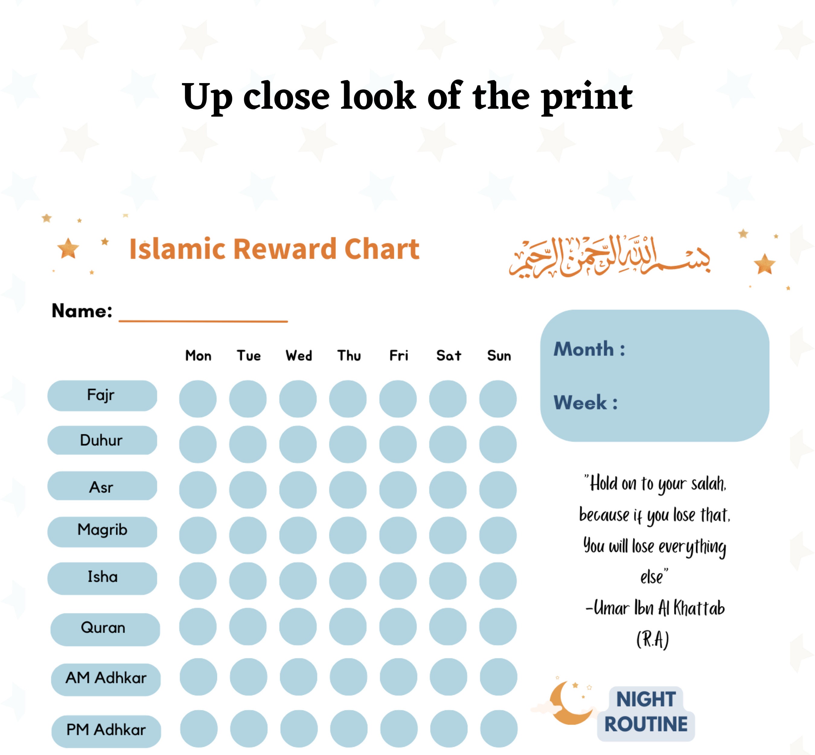 Islamic Reward Chart Reward Chart for Kids Salah Tracker - Etsy Australia
