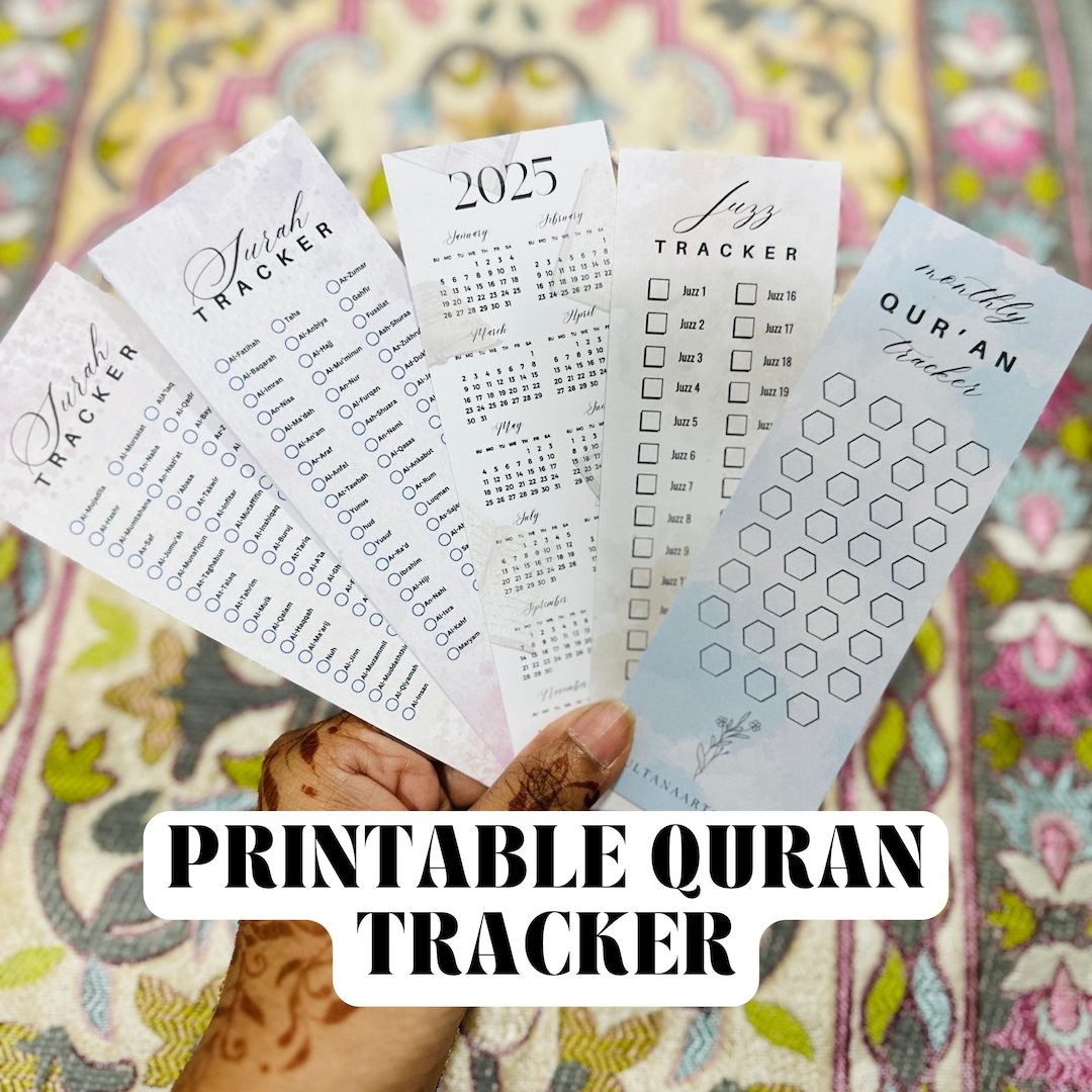 Printable Quran Tracker, Surah Tracker, Juzz Tracker, Surah Names ...
