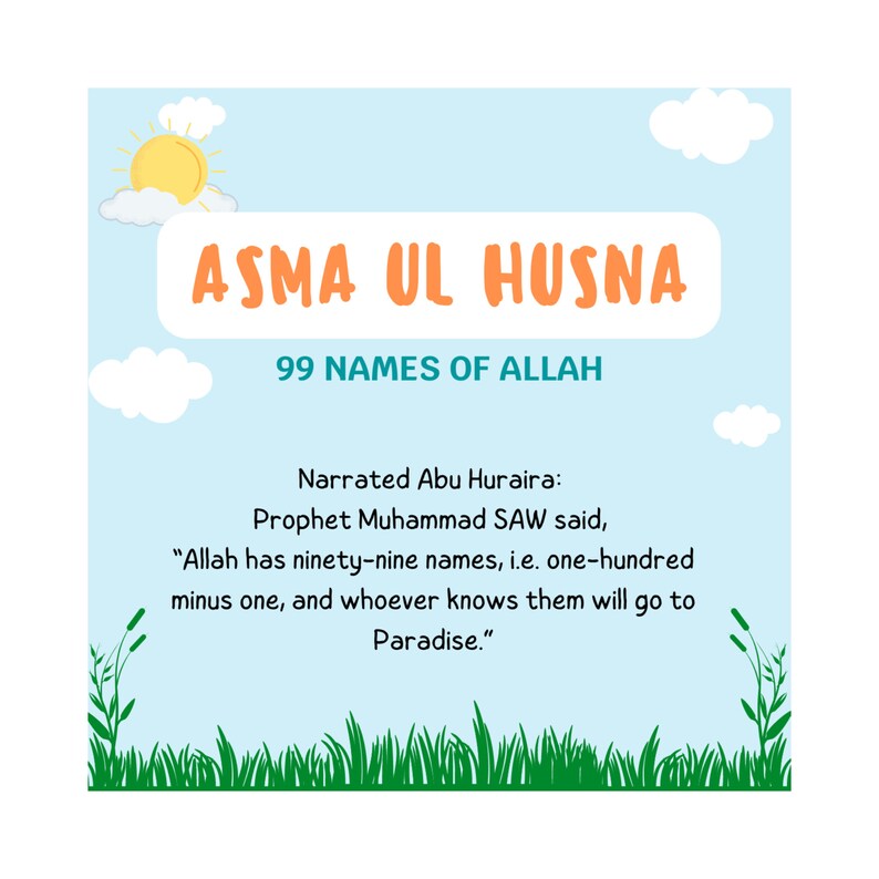 99 Names of Allah, Asma Ul Husna, Digital Download, Digital Prints ...