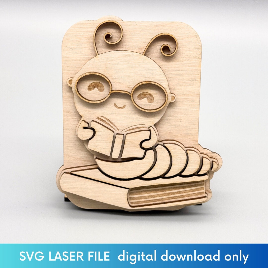 Bookworm Card Holder SVG Laser File - Cute Teacher Appreciation Thank ...