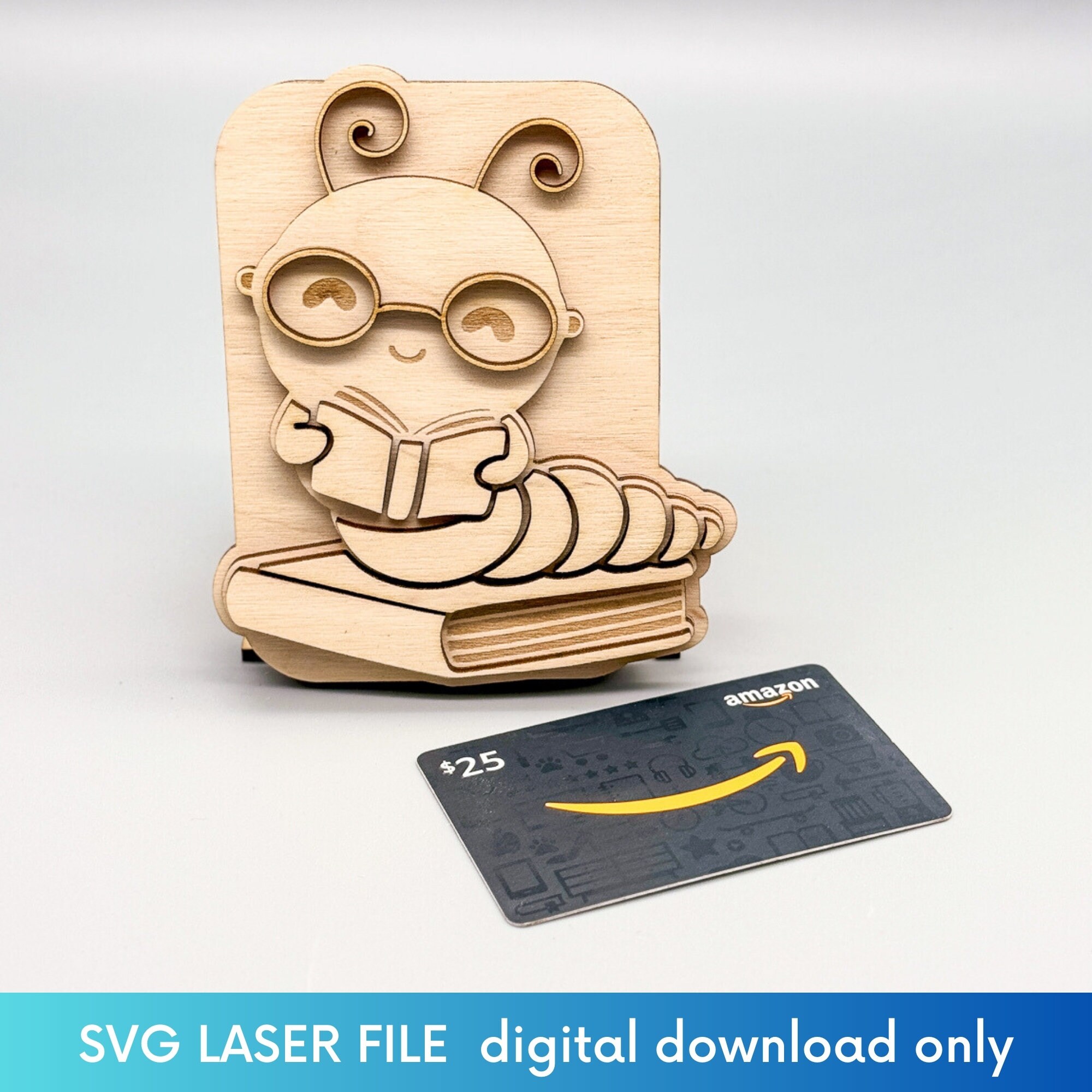 Bookworm Card Holder SVG Laser File Cute Teacher Appreciation Thank You ...