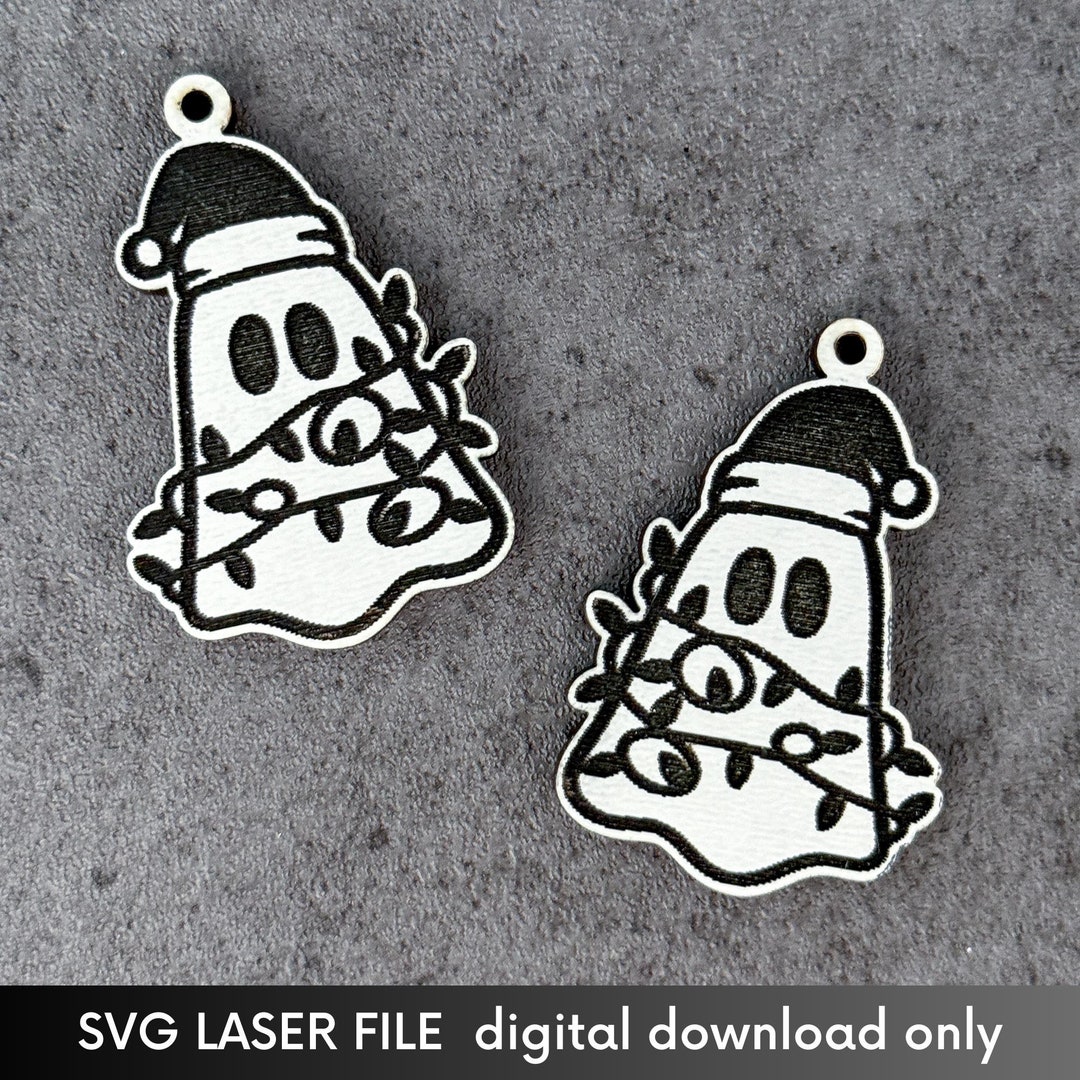 Cute Christmas Ghost Earrings Laser File SVG, Funny Ghost With Santa ...